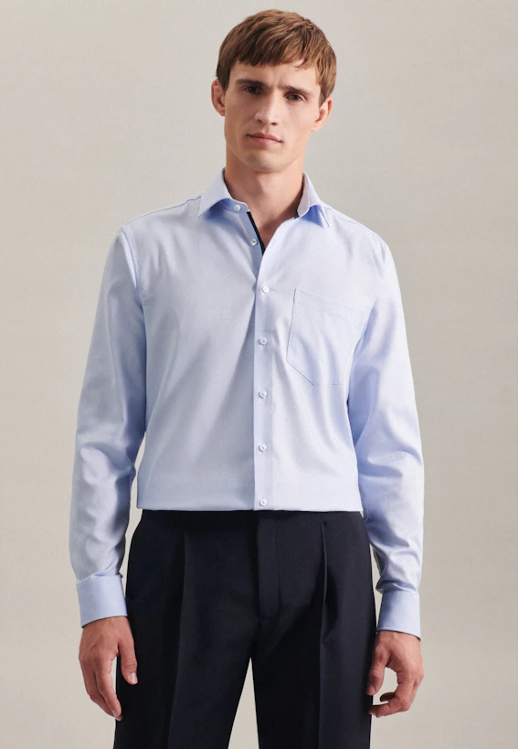 Regular Business shirt Structure light blue | Seidensticker