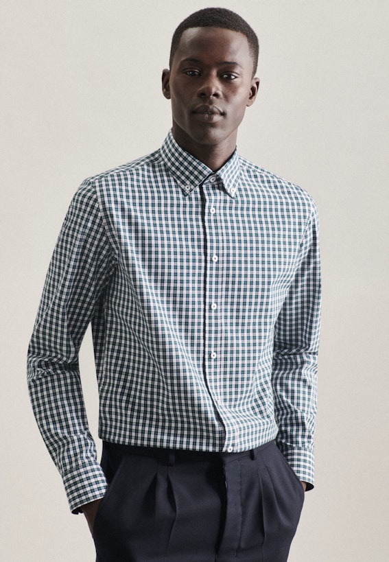 Men Non-iron Poplin Business Shirt in X-Slim with Button-Down-Collar ...