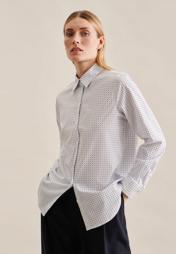 Women Shirt Blouse Print white | Seidensticker