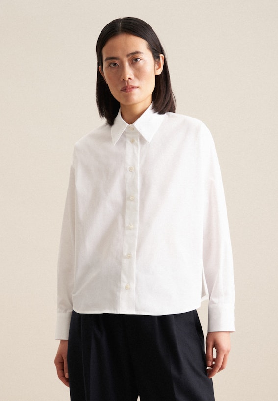 Women Twill Shirt Blouse white | Seidensticker