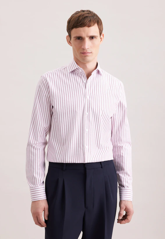 Herren Regular Business Hemd Gestreift rosa | Seidensticker